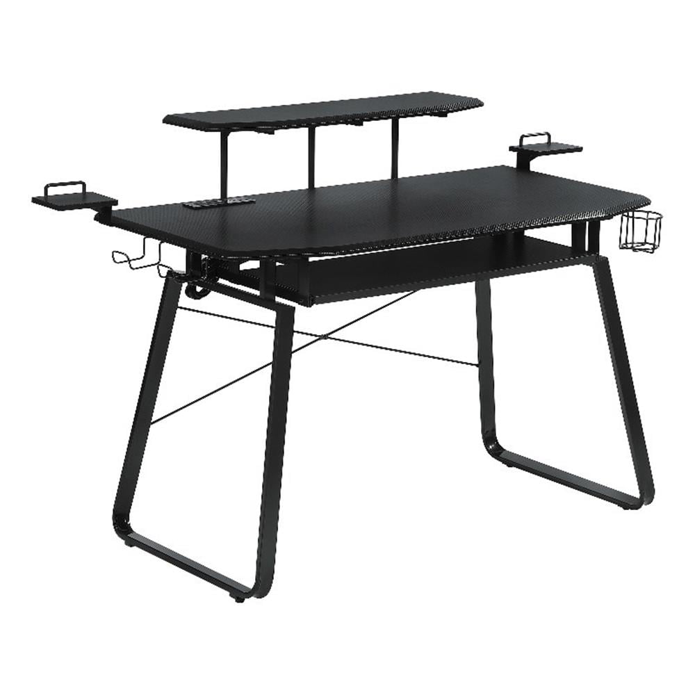 Pemberly Row Contemporary Metal Gaming Desk with USB Ports in Gunmetal ...