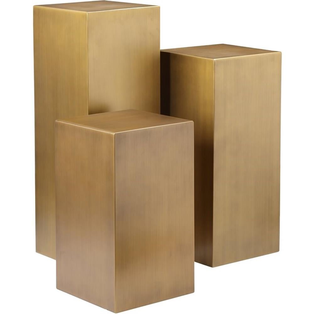 Pemberly Row Contemporary Metal Pedestal Set in Brushed Brass - Walmart.com