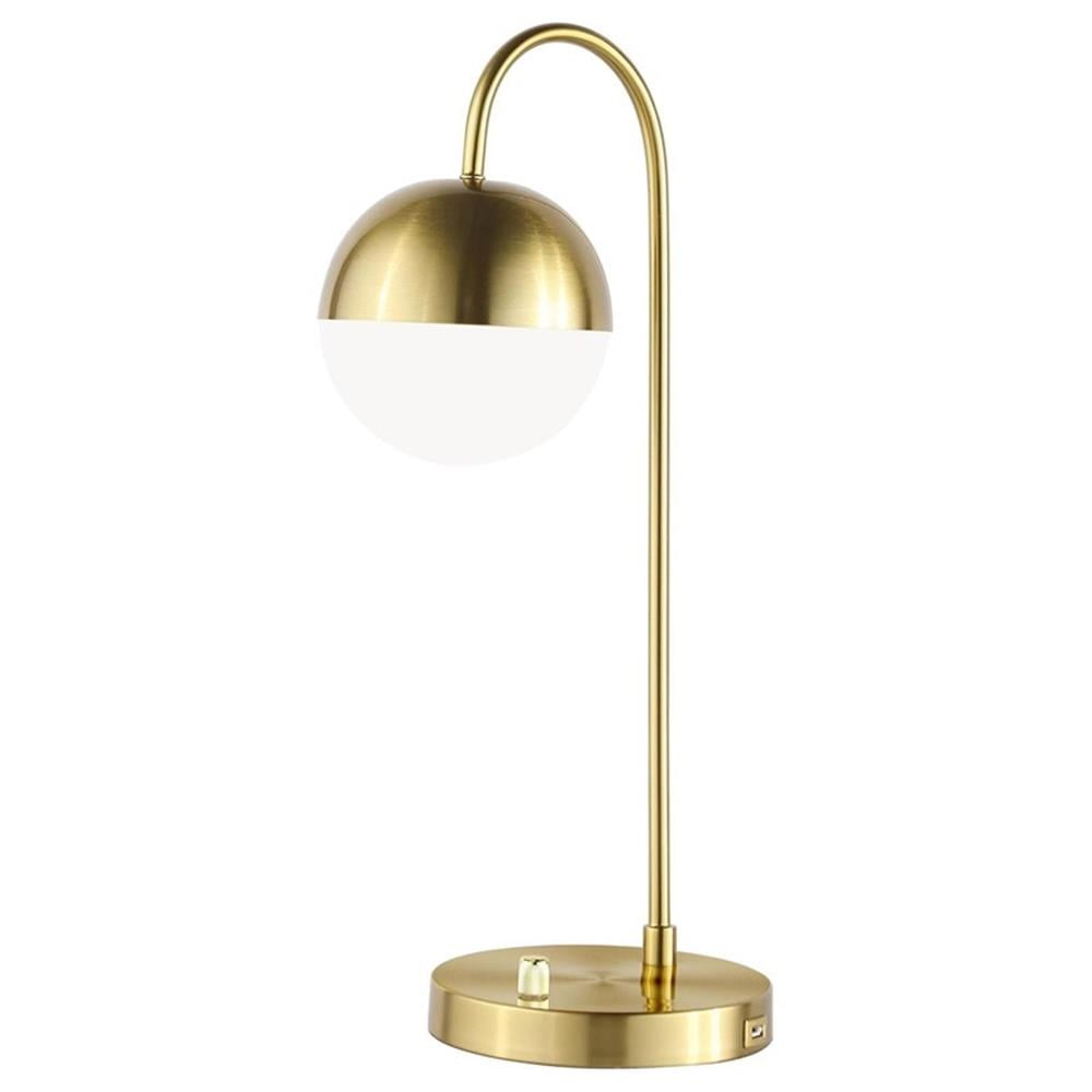 Pemberly Row Contemporary Metal Round Arched Table Lamp in Gold ...
