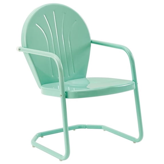 Pemberly Row Contemporary Metal Steel Patio Chair in Aqua Gloss ...