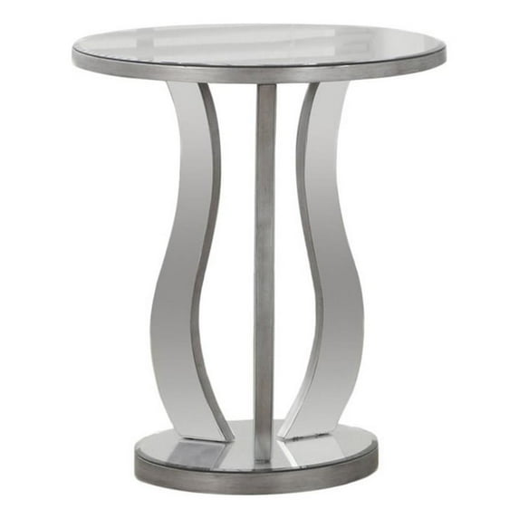 Pemberly Row Contemporary Metal and Glass End Table in Silver - Walmart.com