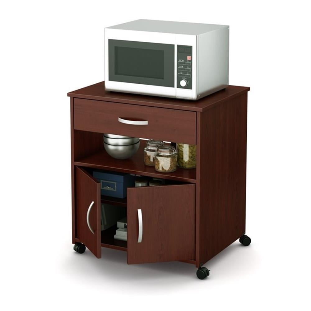 Pemberly Row Contemporary Microwave Cart in Royal Cherry Finish ...
