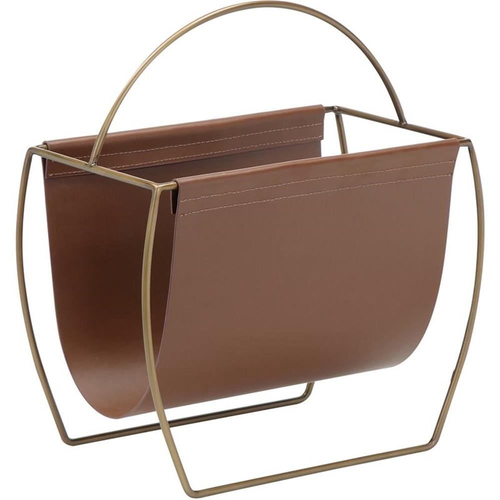 Pemberly Row Contemporary / Modern Metal Magazine Rack in Brown ...