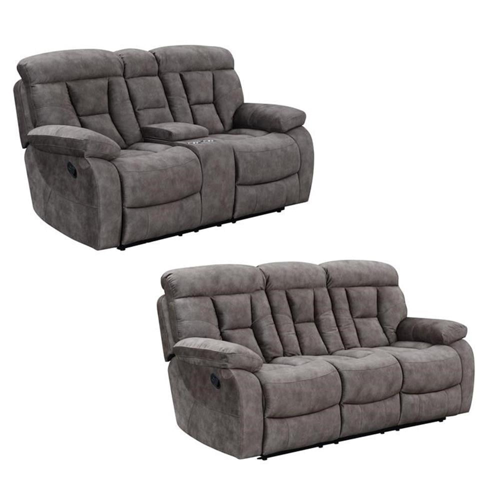 Pemberly Row Contemporary Mushroom Sofa and Loveseat 2-Piece Set ...