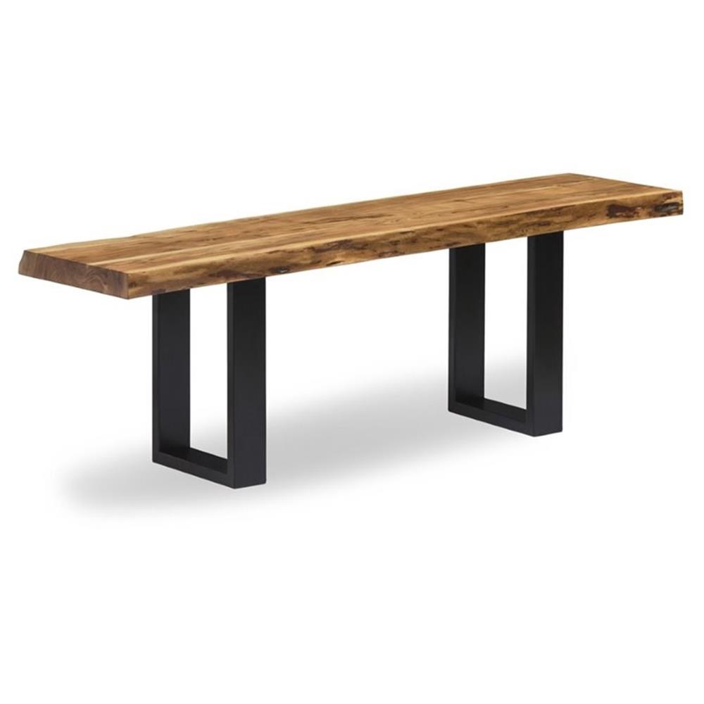 Pemberly Row Contemporary Natural Finish Live Edge Wood 48"W Bench ...