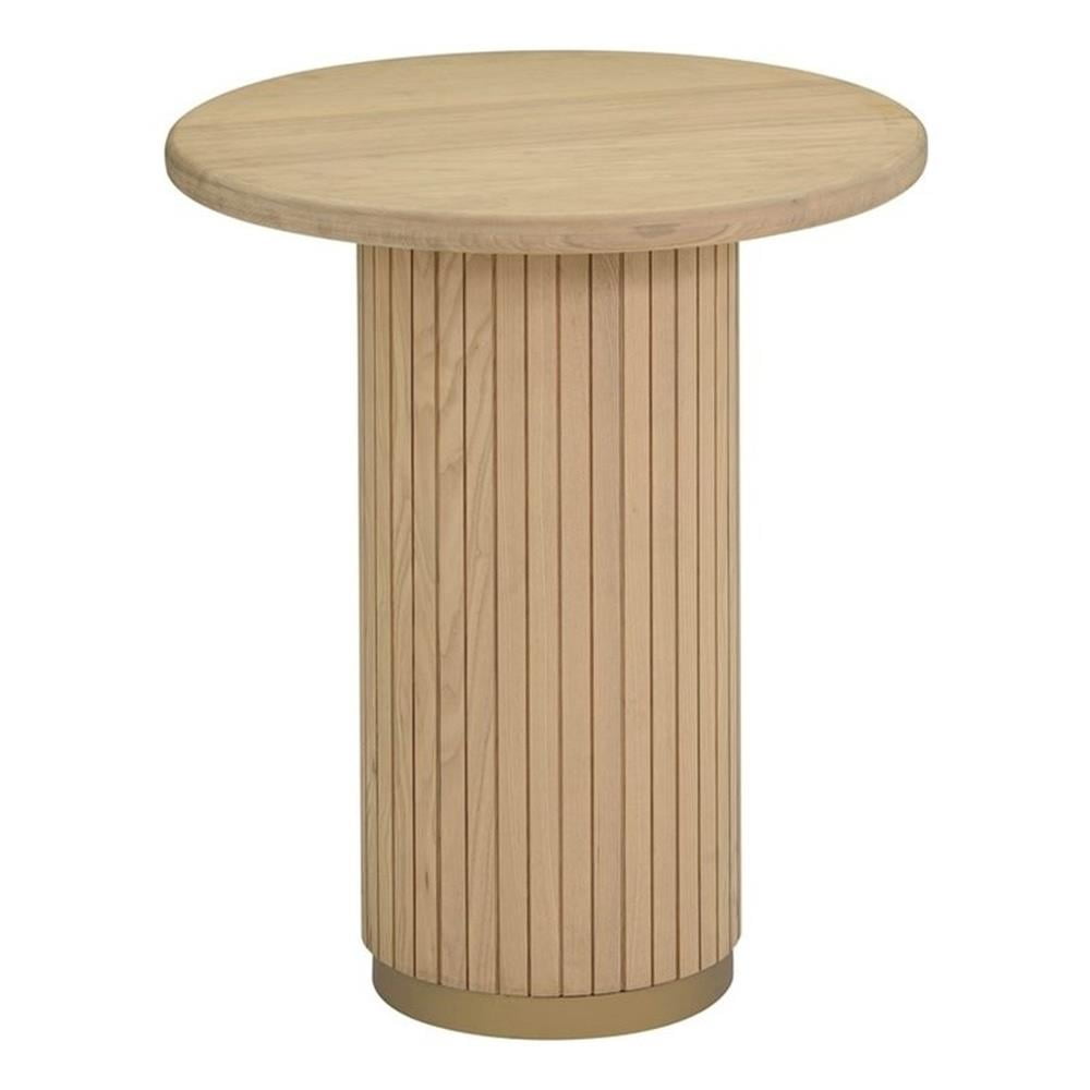 Pemberly Row Contemporary Oak Wood Round Entry Table in Natural ...