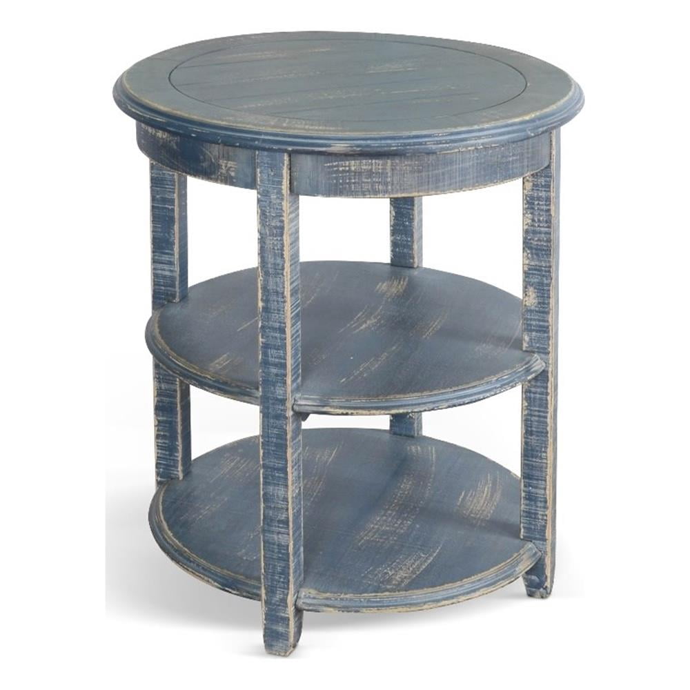 Pemberly Row Contemporary Ocean Blue Solid Wood and Veneers Side Table ...