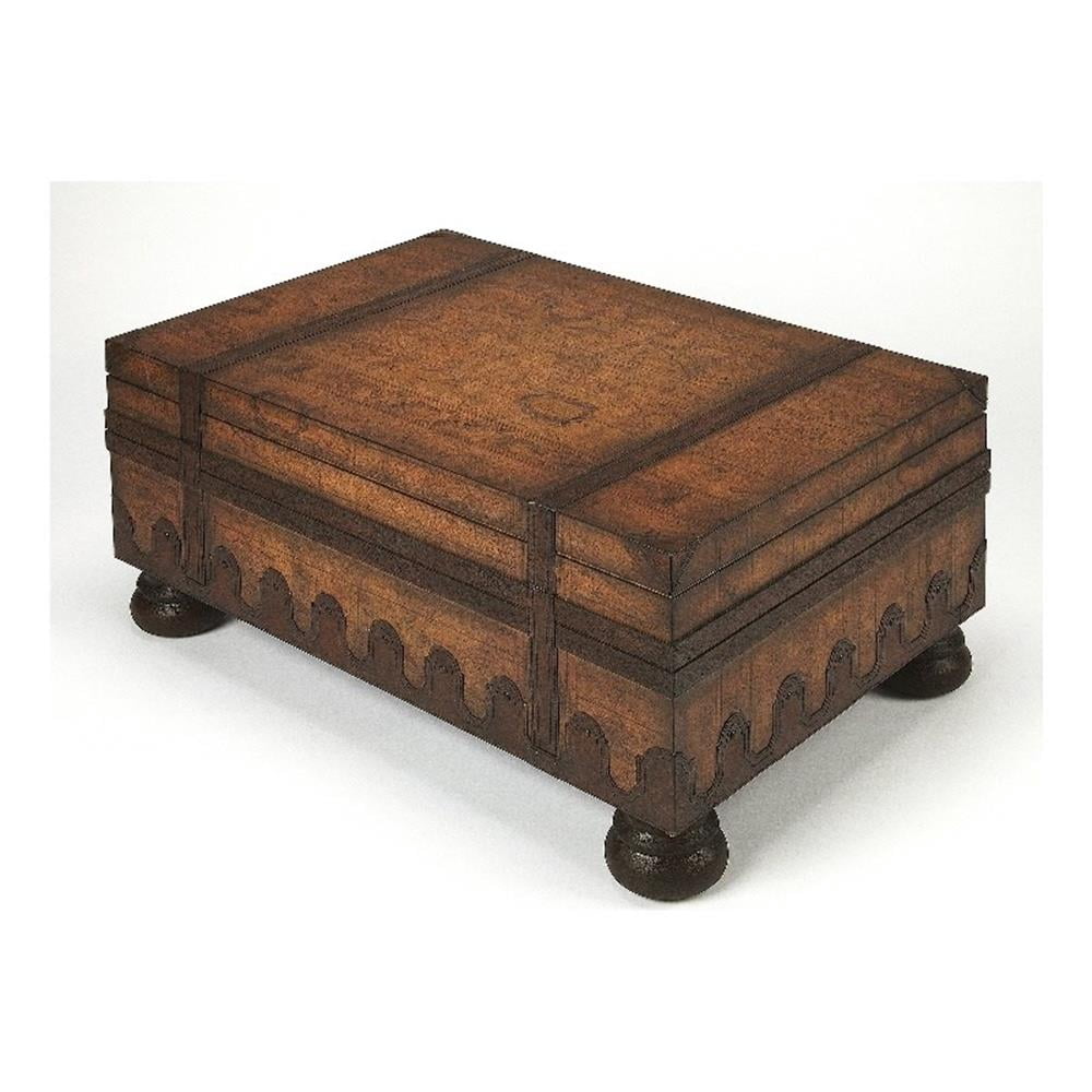 Pemberly Row Contemporary Old World Map Wood Trunk Table in Brown ...