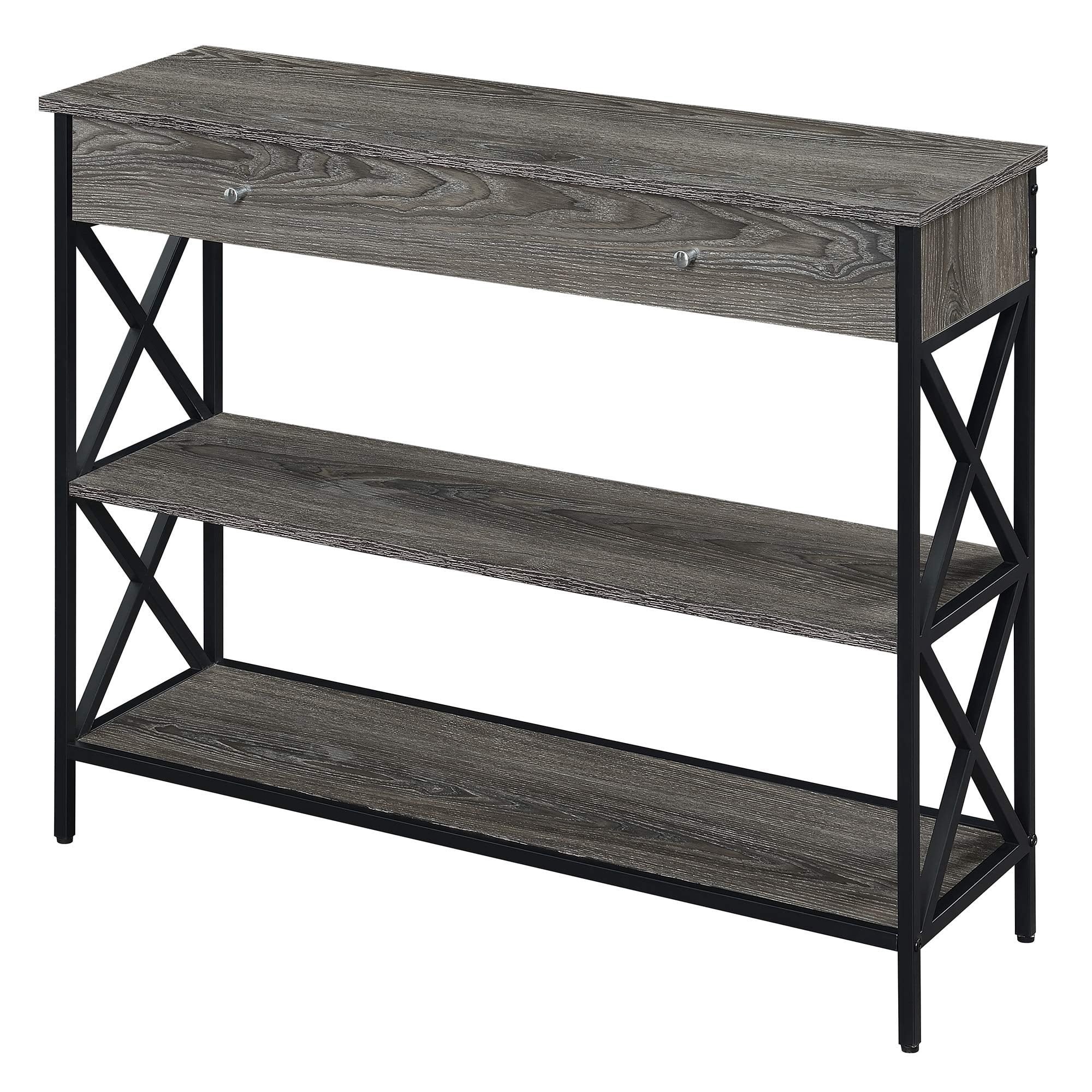 Pemberly Row Contemporary One-Drawer Console Table in Gray Wood ...