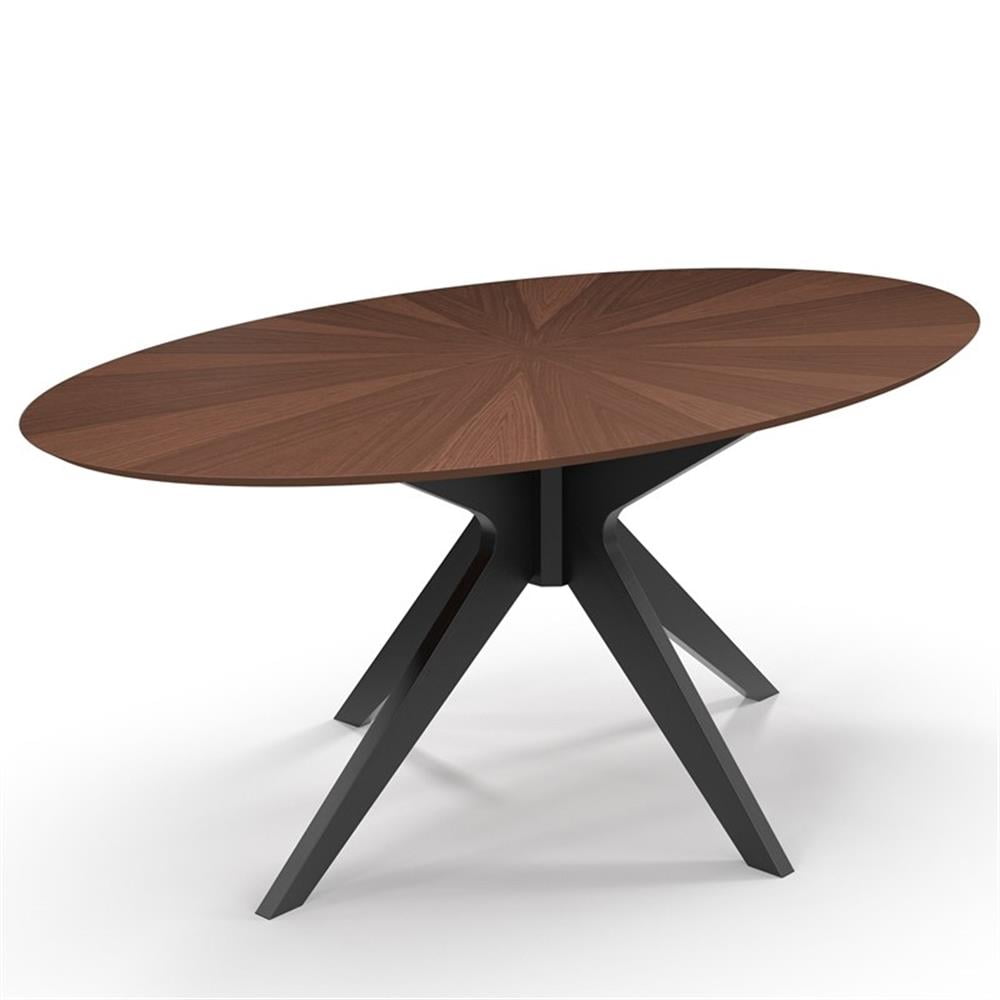 Pemberly Row Contemporary Oval Dining Table in Black and Walnut ...