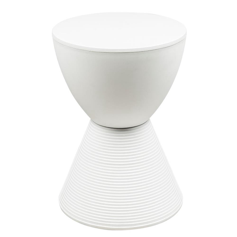 Pemberly Row Contemporary Plastic Ribbed Round End Table in White ...