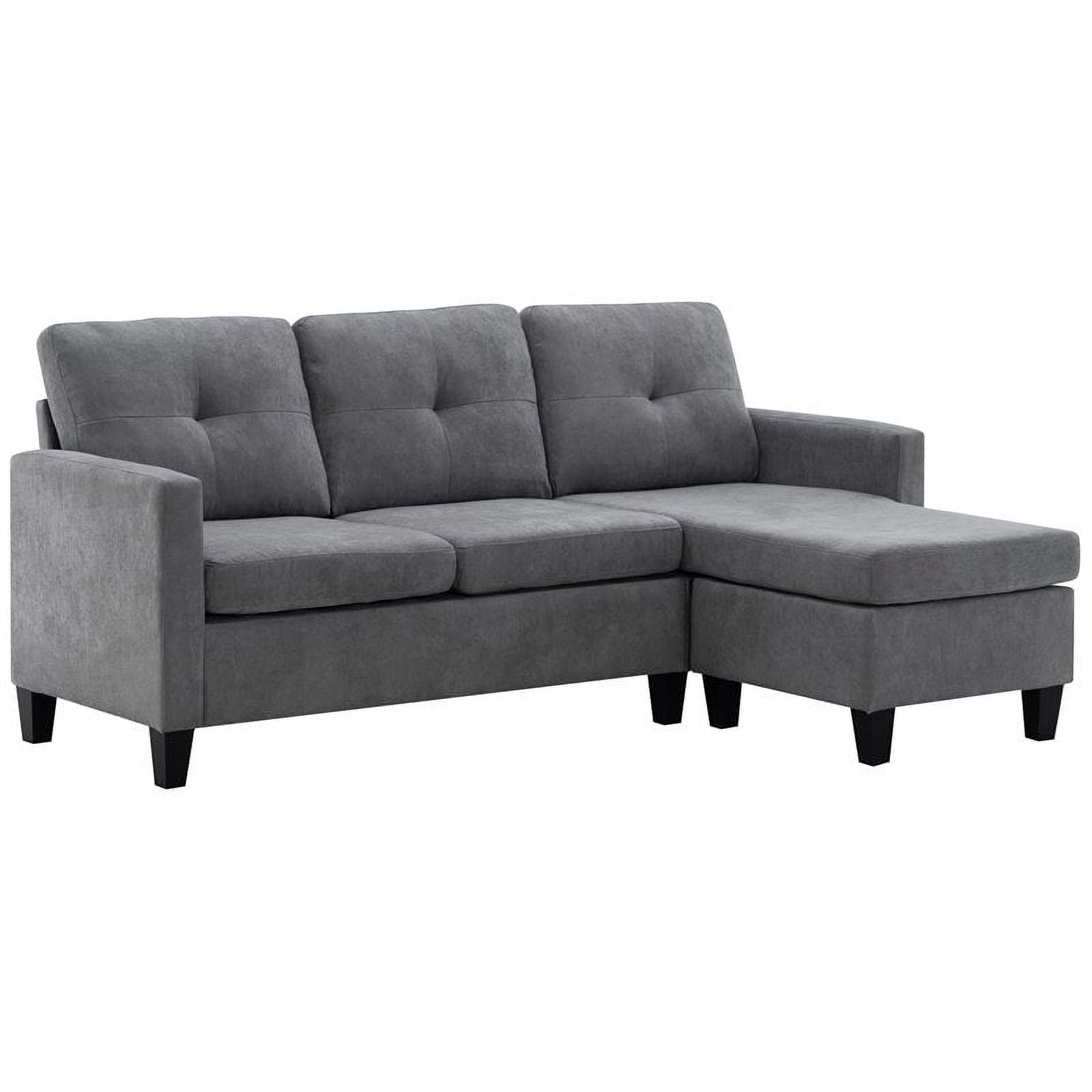 Pemberly Row Contemporary Polyester Fabric Sectional Sofa in Gray ...