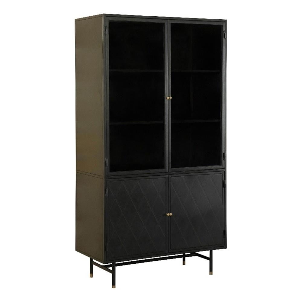 Pemberly Row Contemporary Rectangular 4-door Metal Cabinet Matte Black ...