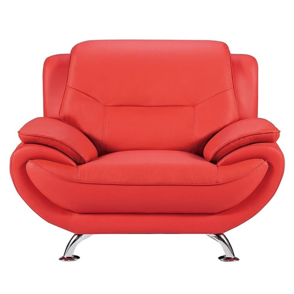 Pemberly Row Contemporary Red Color Chair With Faux and Leather ...