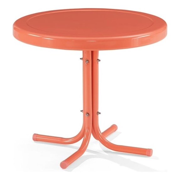 Pemberly Row Contemporary Retro Outdoor Side Table in Coral Gloss ...