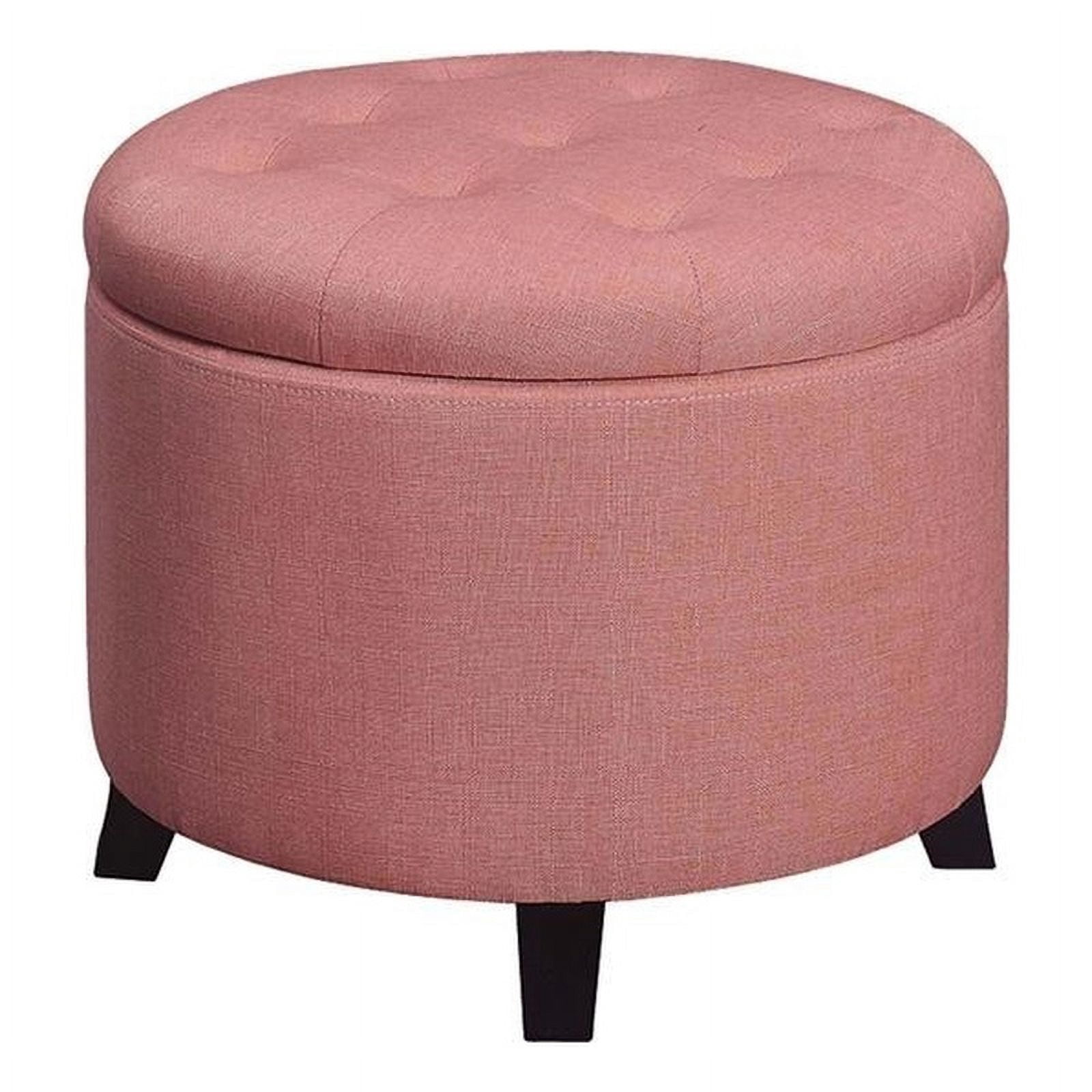 Pemberly Row Contemporary Round Ottoman in Red Fabric Finish - Walmart.com