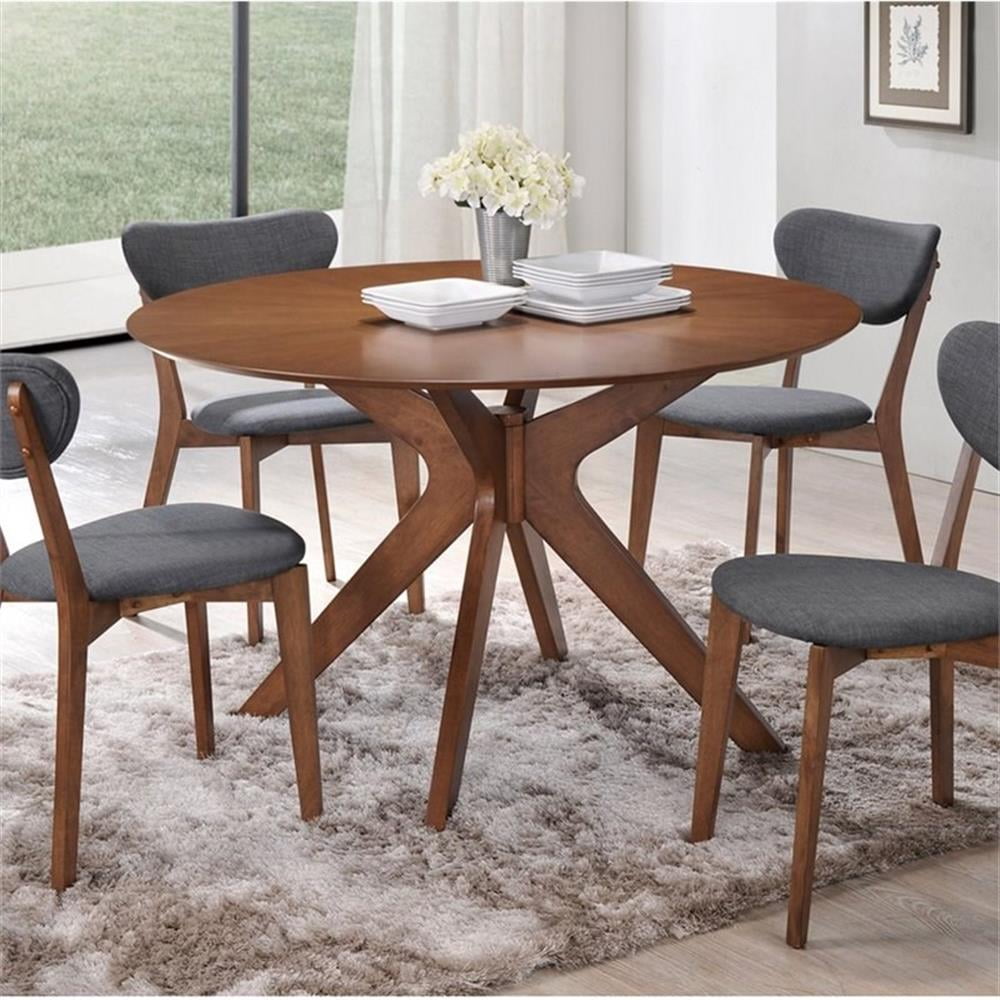 Pemberly Row Contemporary Scandinavian Round Dining Table in Walnut ...