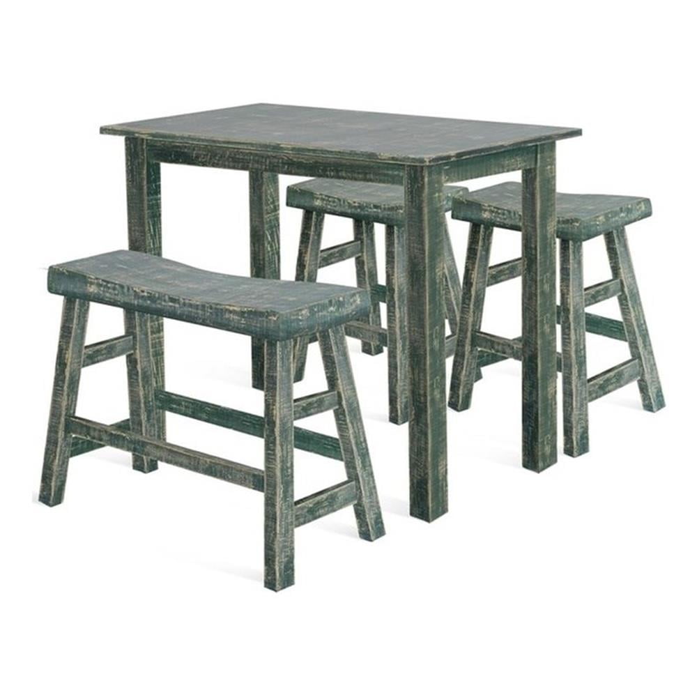 Pemberly Row Contemporary Sea Grass Finish Counter Wood Table - Walmart.com