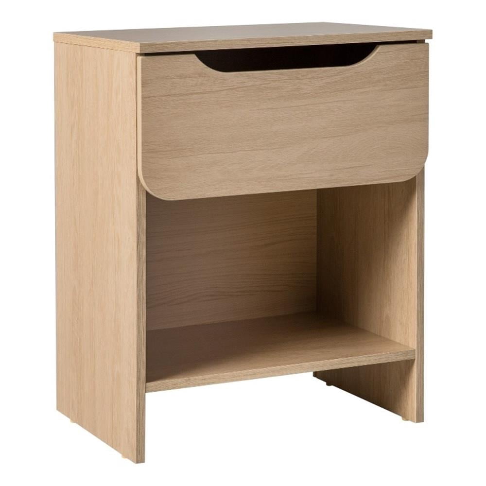 Pemberly Row Contemporary Simple Modern 1-Drawer Wood Nightstand in Oak ...