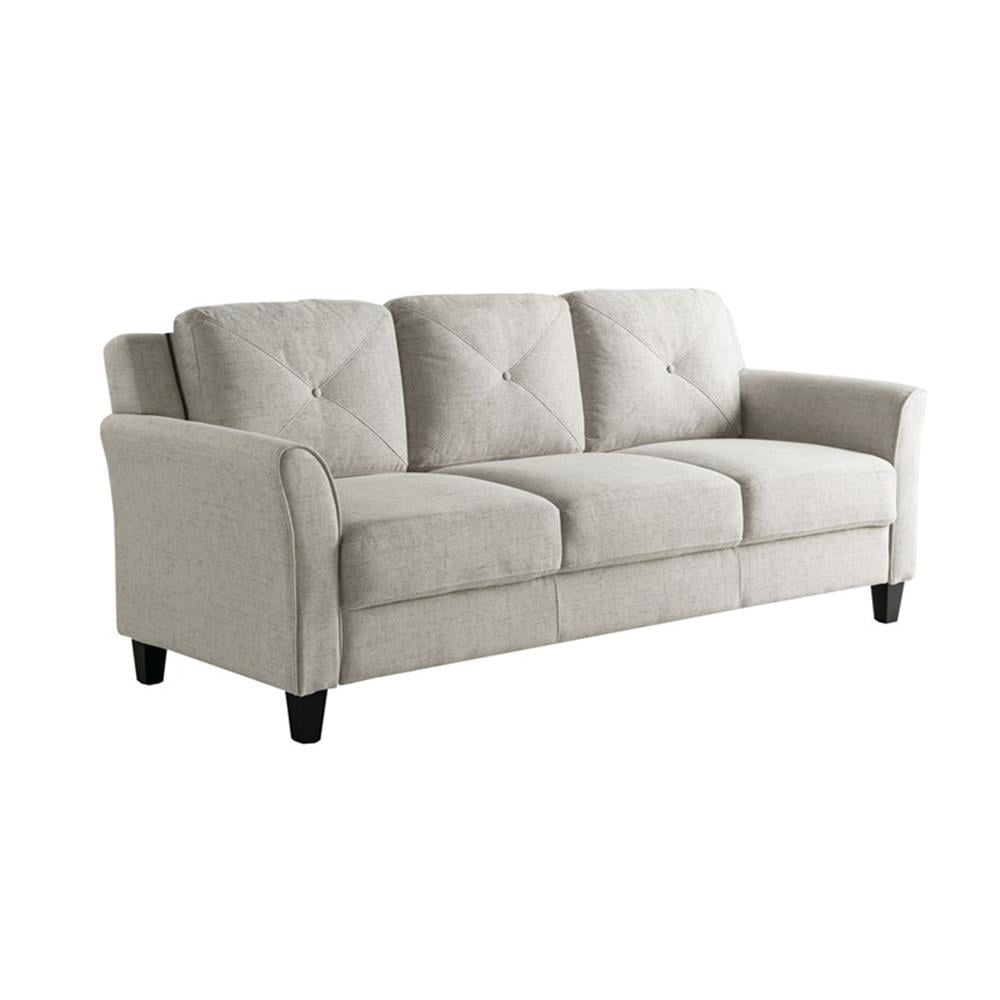 Pemberly Row Contemporary Sofa in Beige Finish Fabric Upholstery ...