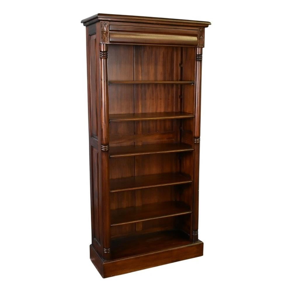 Pemberly Row Contemporary Solid Mahogany Wood Open Bookcase in Brown ...