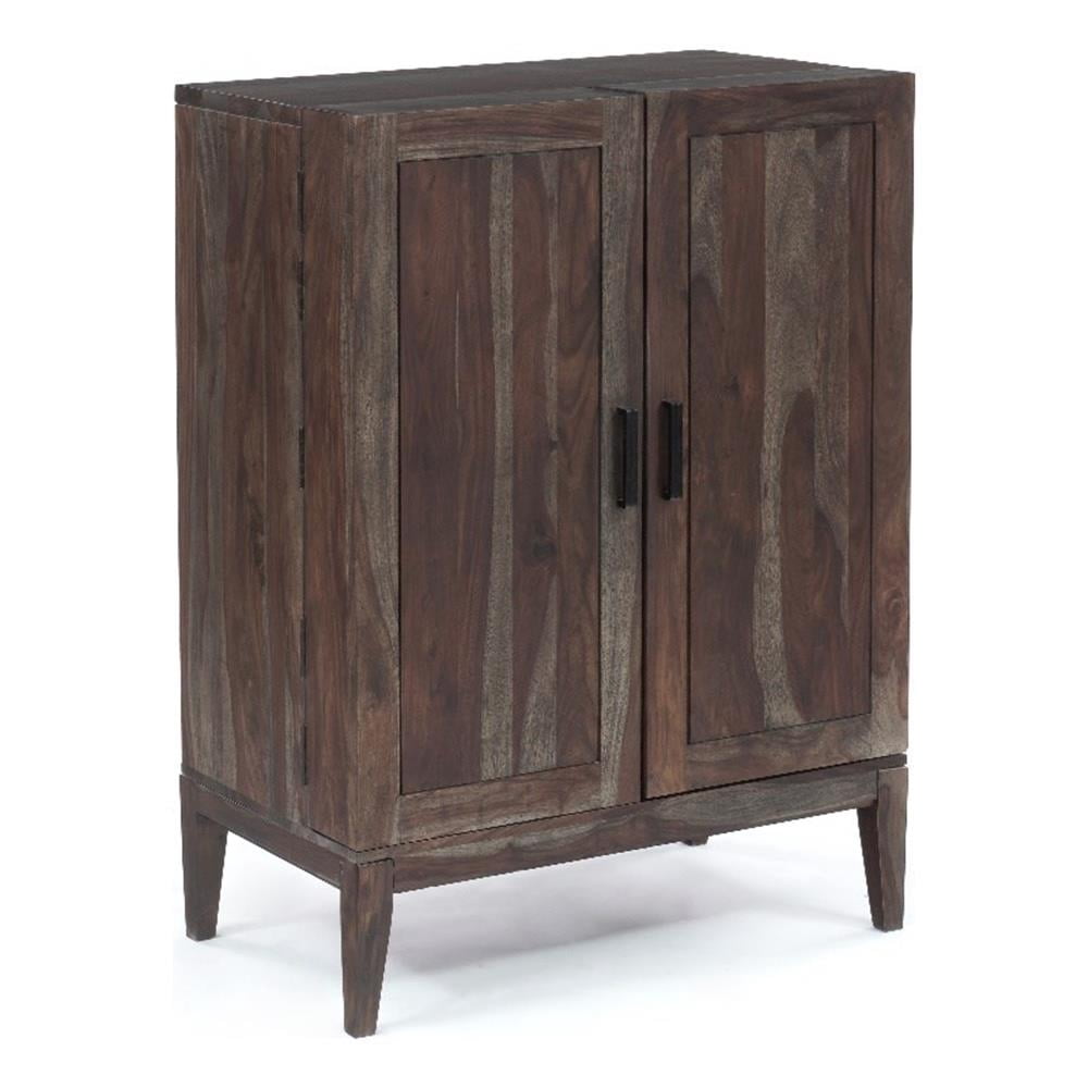 Pemberly Row Contemporary Solid Sheesham Wood Bar in Gray Finish ...