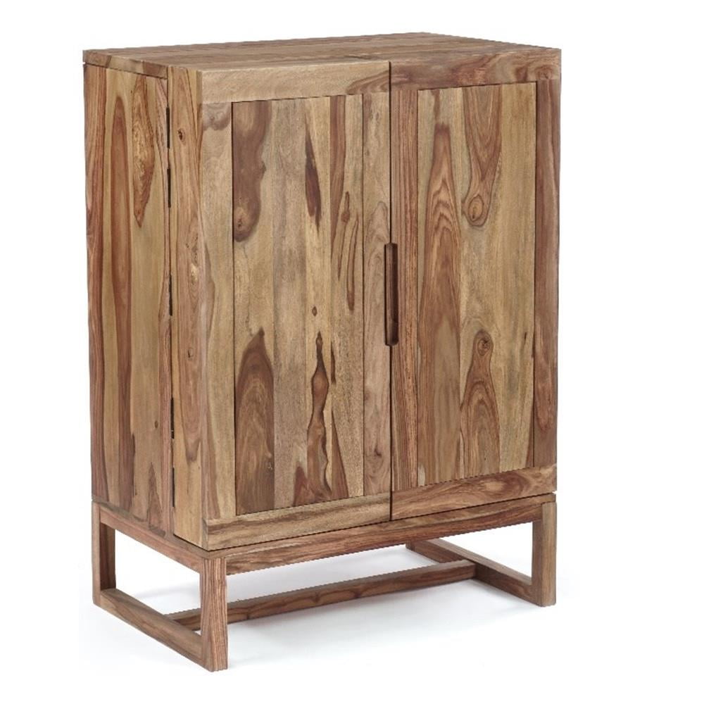 Pemberly Row Contemporary Solid Sheesham Wood Bar in Natural - Walmart.com