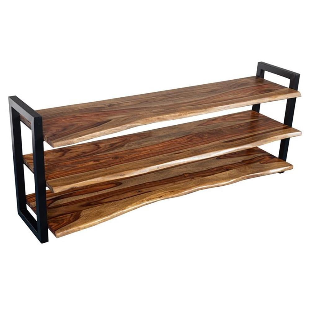Pemberly Row Contemporary Solid Sheesham Wood TV Stand in Brown ...