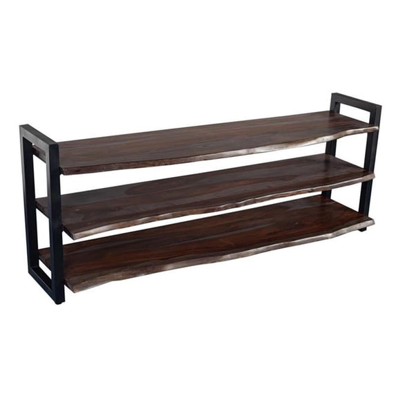 Pemberly Row Contemporary Solid Sheesham Wood TV Stand in Gray ...