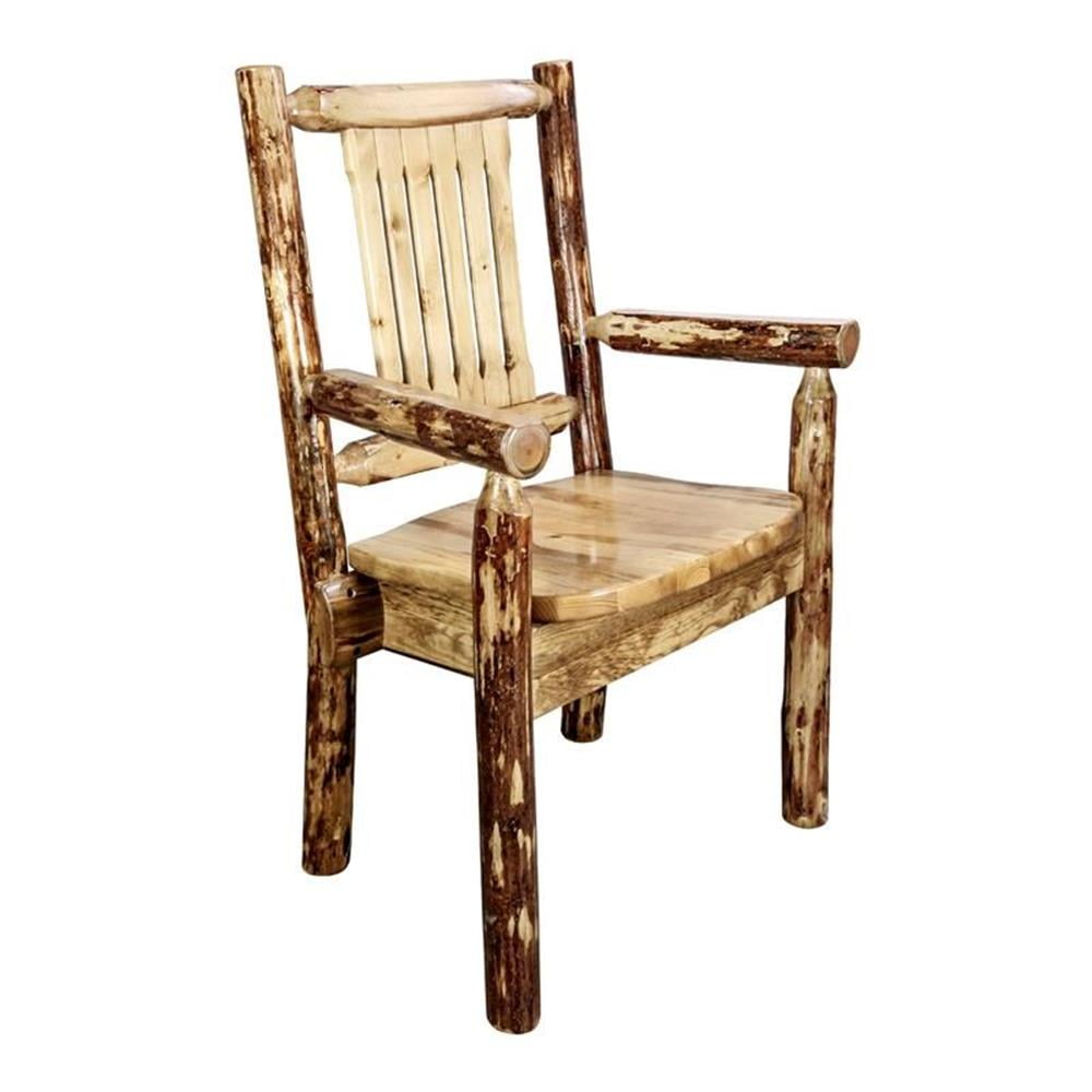 Pemberly Row Contemporary Solid Wood Captain's Chair in Brown - Walmart.com