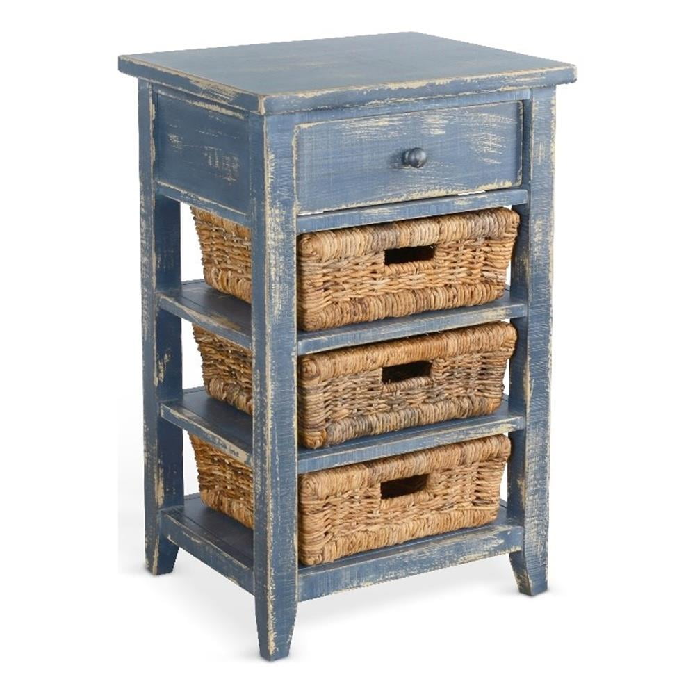 Pemberly Row Contemporary Solid Wood Ocean Blue Storage Table - Walmart.com