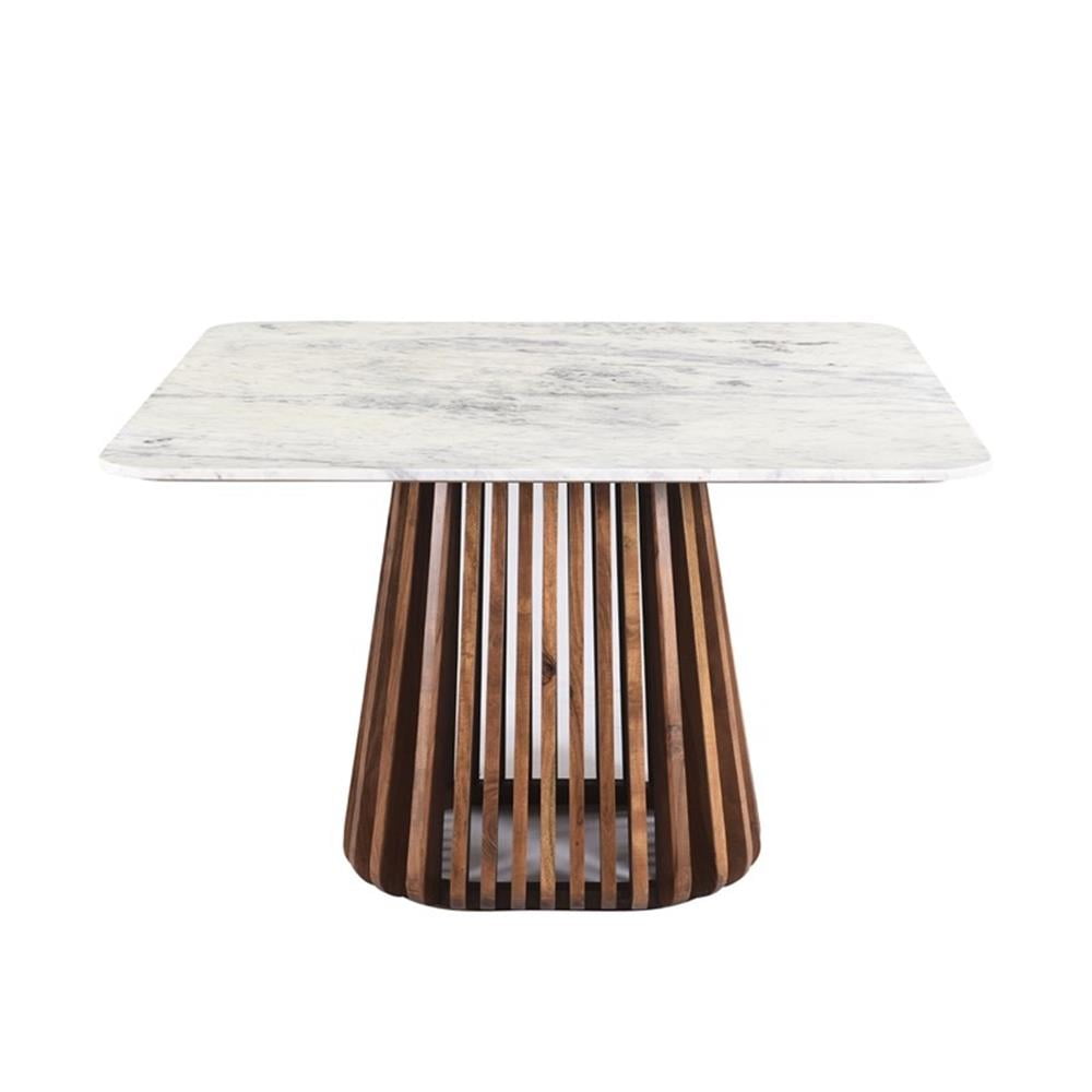 Pemberly Row Contemporary Square Terrazzo Dining Table in Walnut ...