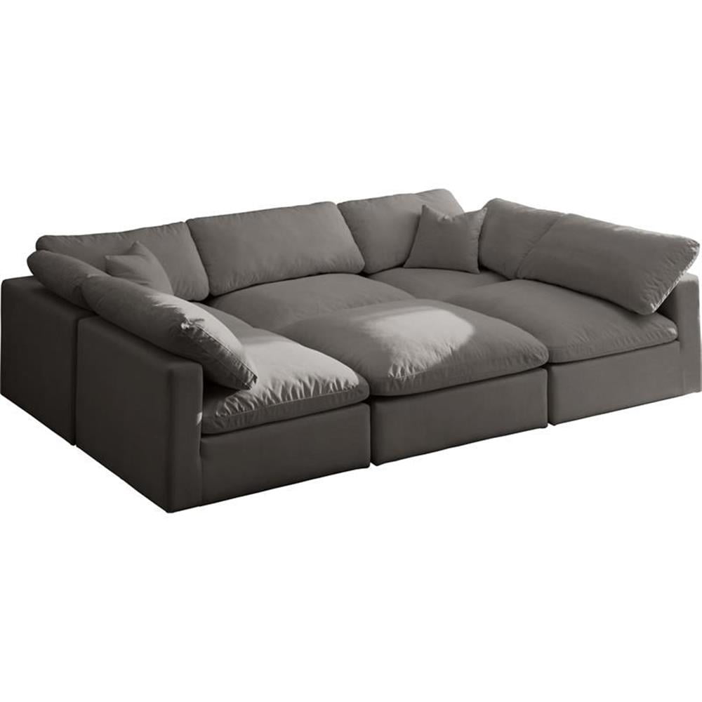 Pemberly Row Contemporary Standard Gray Velvet Modular Sectional ...