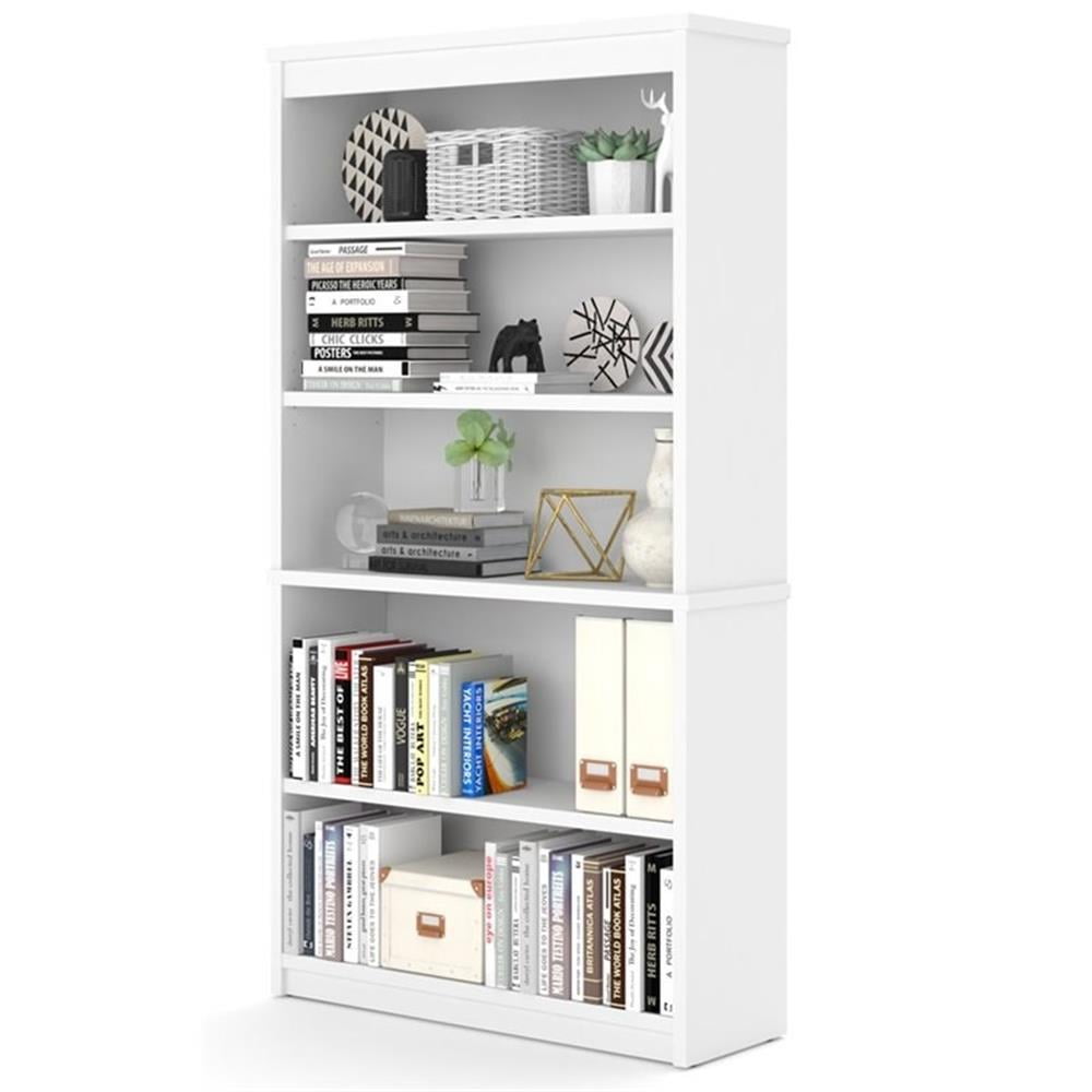 Pemberly Row Contemporary Transitional 36" Bookcase in White - Walmart.com