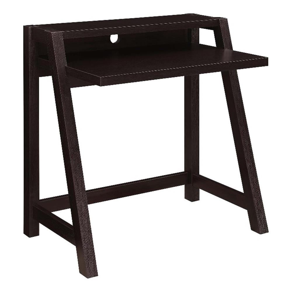 Pemberly Row Contemporary Two-Tier Desk in Espresso Wood Finish ...