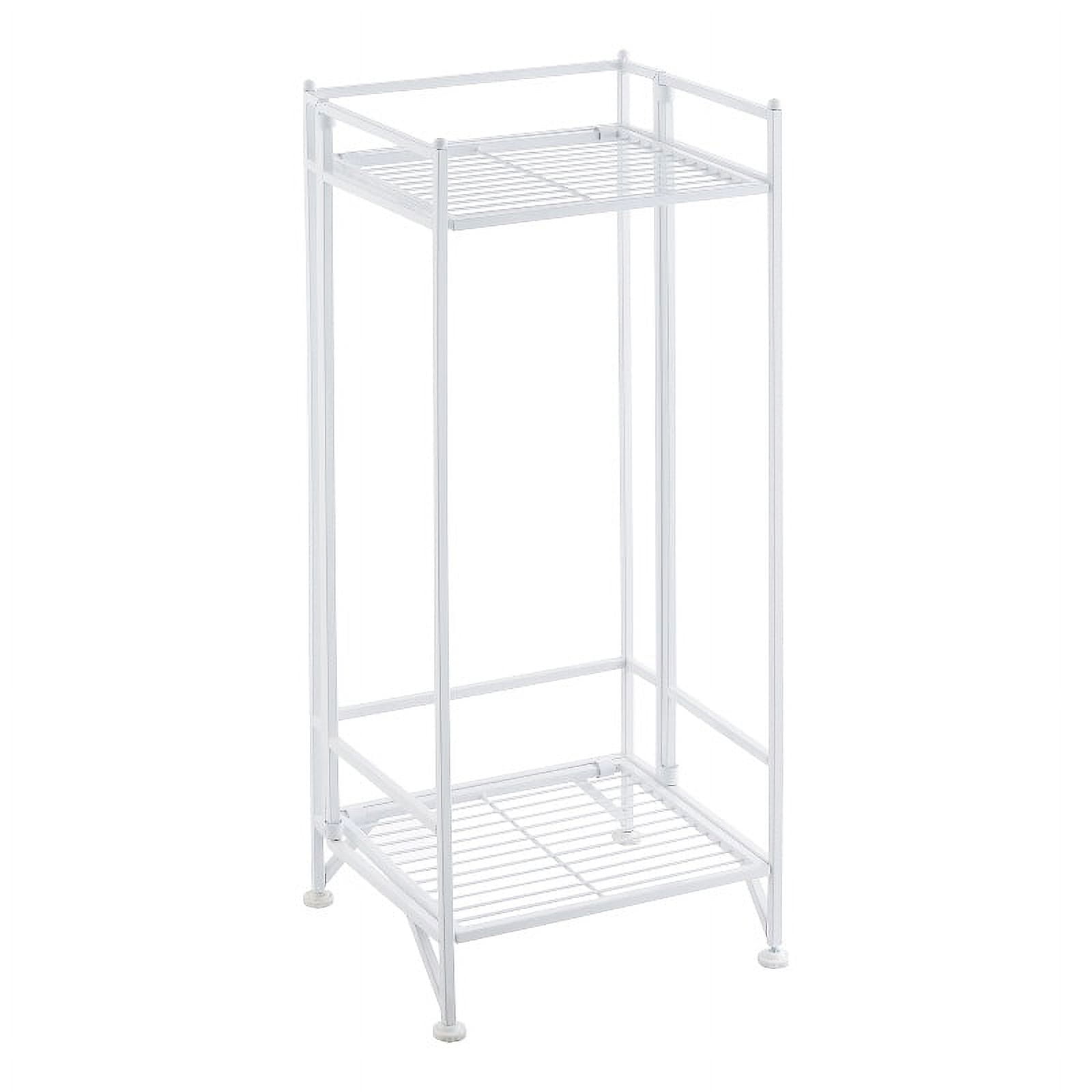Pemberly Row Contemporary Two-Tier Tall Folding White Metal Stand ...