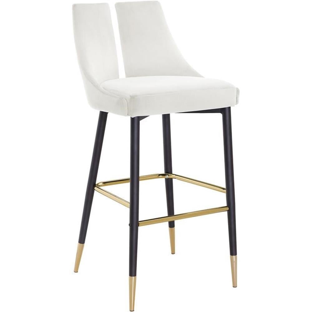 Pemberly Row Contemporary Upholstered Cream Velvet Stool (Set of 2 ...