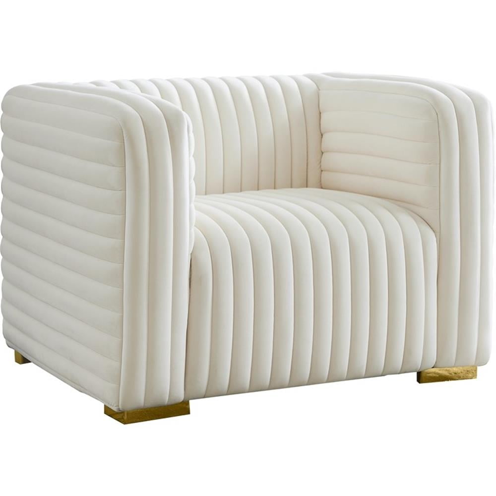 Pemberly Row Contemporary Velvet Chair with Deep Channel Tufting in ...