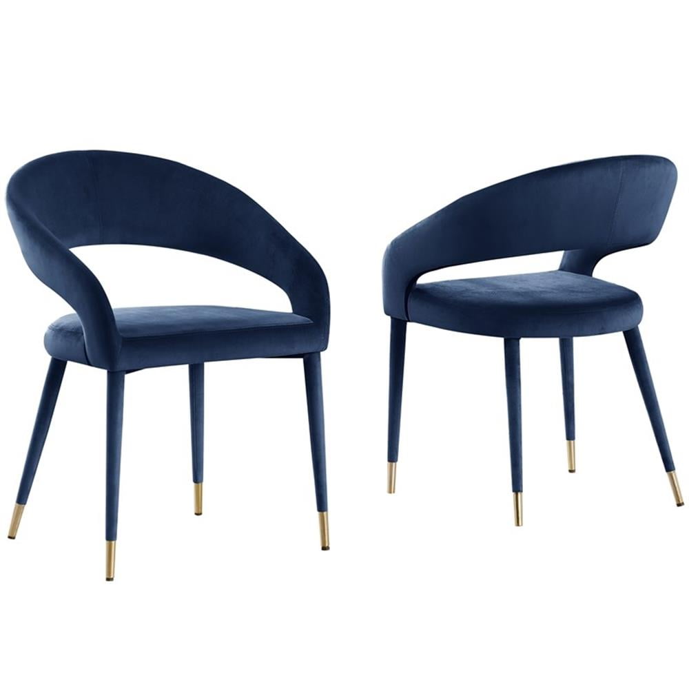 Pemberly Row Contemporary Velvet Navy Dining Chairs (Set of 2 ...