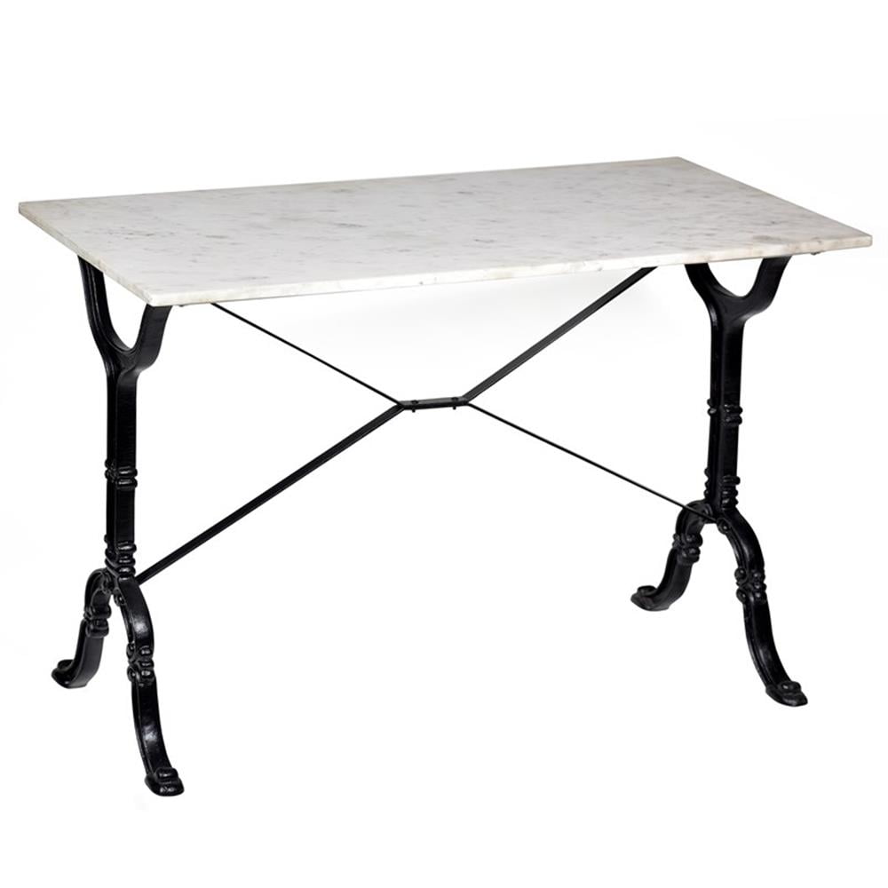 Pemberly Row Contemporary White Marble Top Rectangular Console Table in ...