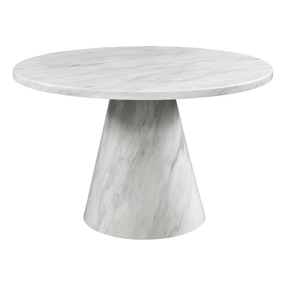 Pemberly Row Contemporary White Round Dining Table Complete in White ...