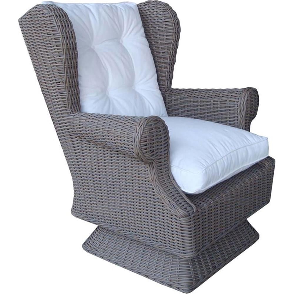 Pemberly Row Contemporary Wicker Patio Wing Swivel Chair in Kubu Gray ...