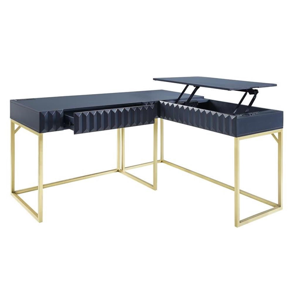 Pemberly Row Contemporary Wood 2-Piece Writing Desk Set in Blue ...