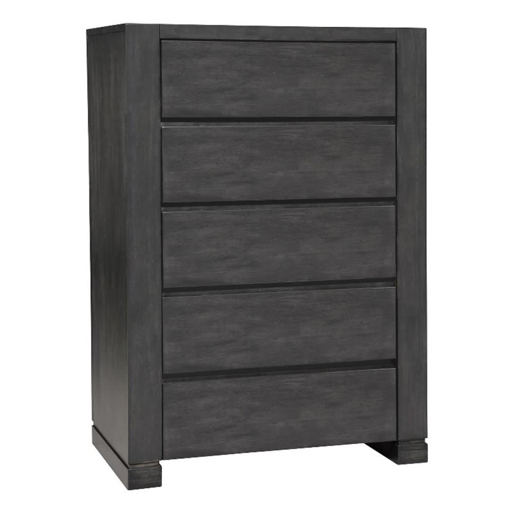 Pemberly Row Contemporary Wood 5-Drawer Rectangular Chest in Gray ...