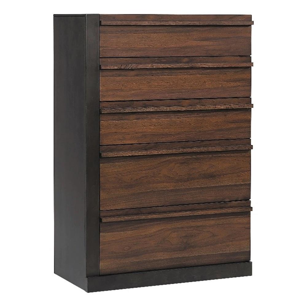 Pemberly Row Contemporary Wood 5-Drawer Rectangular Chest in Walnut ...