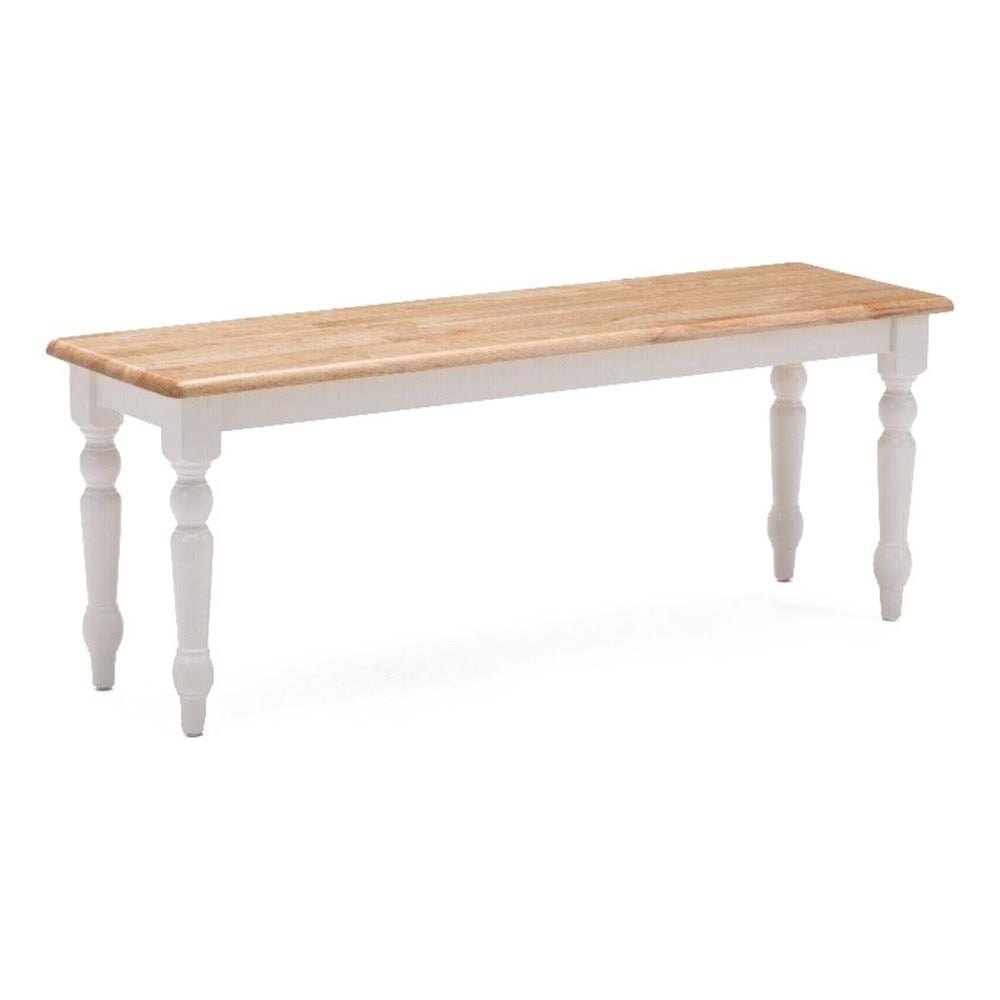 Pemberly Row Contemporary Wood Dining Bench in Cream and Natural ...