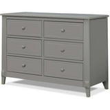 Pemberly Row Contemporary Wood Double Dresser in Weathered Gray ...