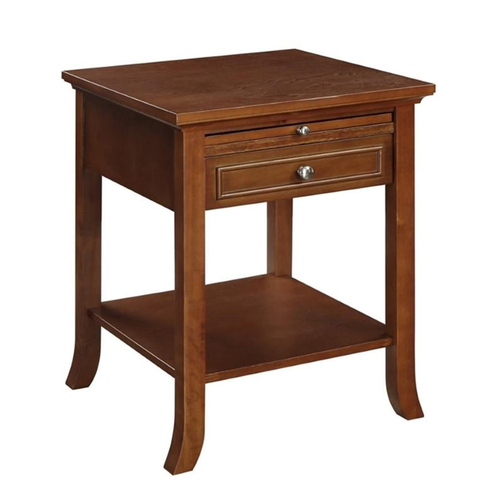 Pemberly Row Contemporary Wood End Table in Espresso with Bottom Shelf ...