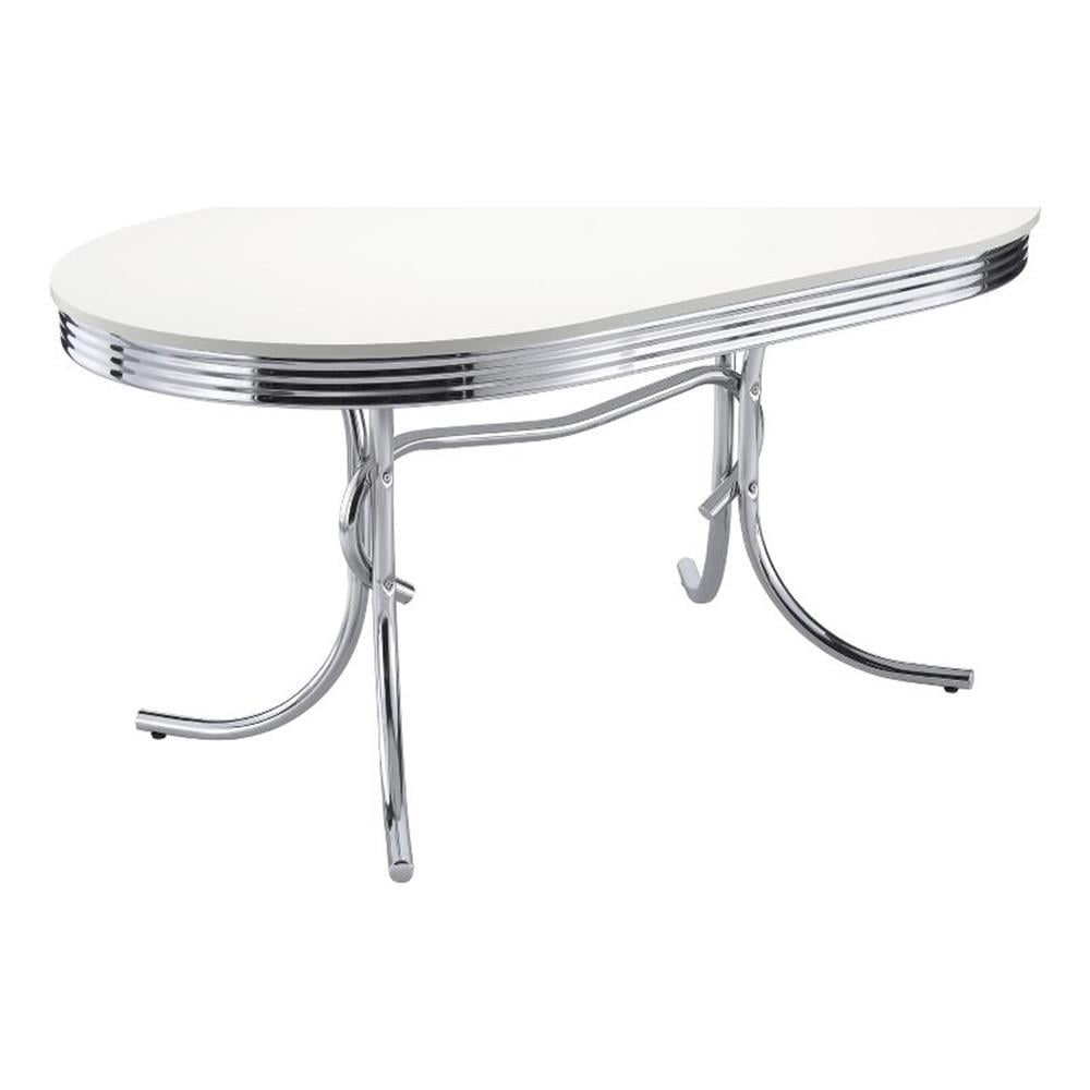 Pemberly Row Contemporary Wood Oval Shape Dining Table in White ...
