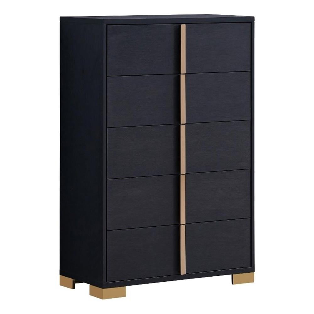 Pemberly Row Contemporary Wood Rectangular Chest in Black and Gold ...